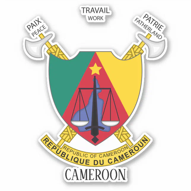 Cameroon National Coat Of Arms Patriotic Sticker | Zazzle