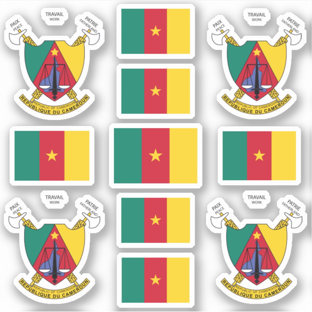 Cameroon - national symbols /Coat of arms and flag Sticker | Zazzle