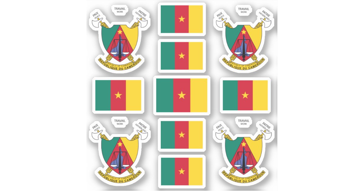 Cameroon - national symbols /Coat of arms and flag Sticker | Zazzle