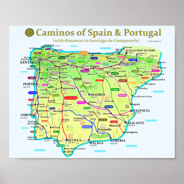 Camino Map Poster | Zazzle