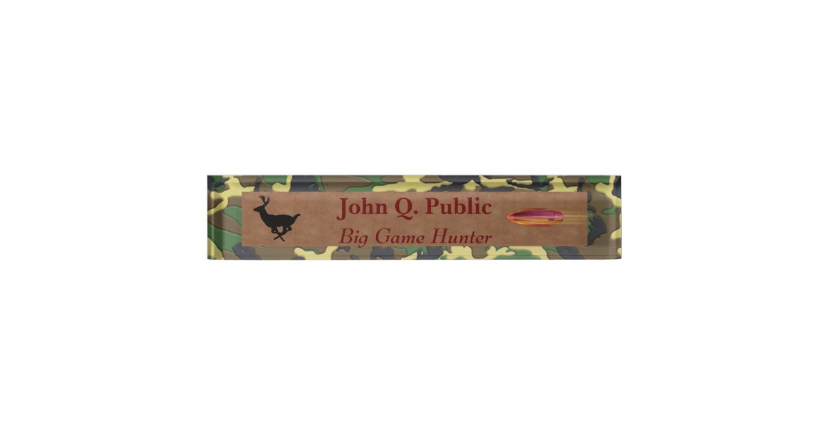 Camo and Leather Name Plate | Zazzle