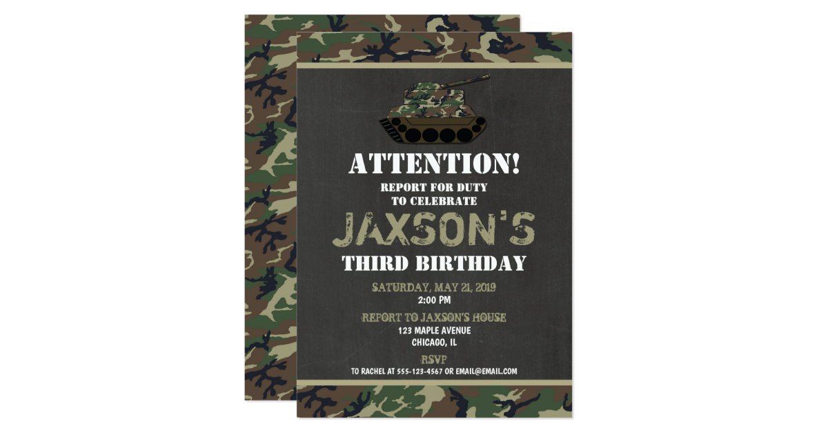 Camo Army Camouflage birthday invitation | Zazzle.com