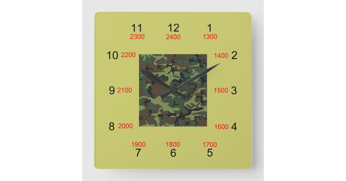 Camo Center Military Time Wall Clock | Zazzle