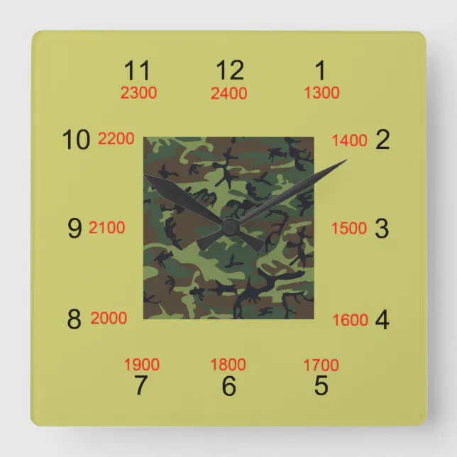 Camo Center Military Time Wall Clock | Zazzle