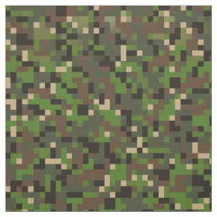 8 Bit Pixel Digital Woodland Camouflage / Camo Fabric | Zazzle