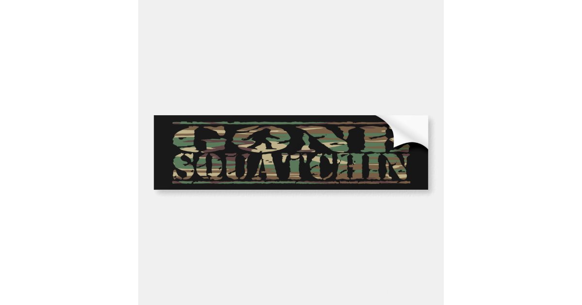 Camo Gone Squatchin Bumper Sticker | Zazzle