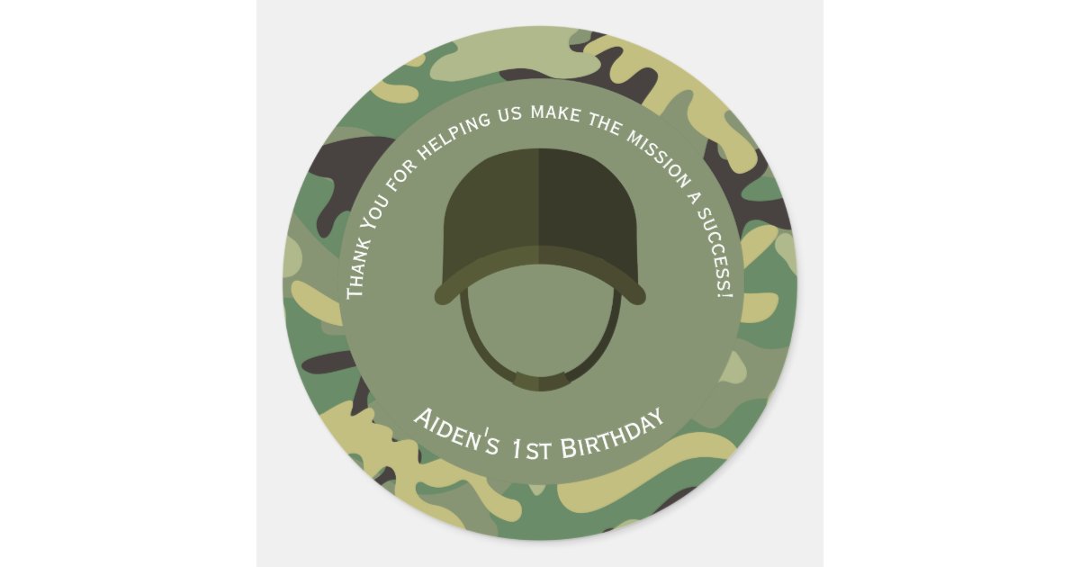 Camo Green | Army Birthday Sticker | Zazzle