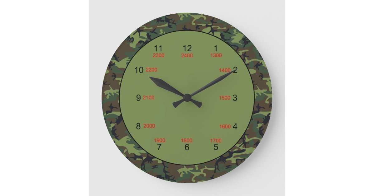 Camo Green Military Time Wall Clock | Zazzle