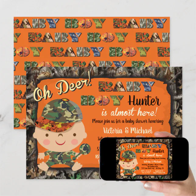 Camo Hunting Baby Shower Invitations | Zazzle