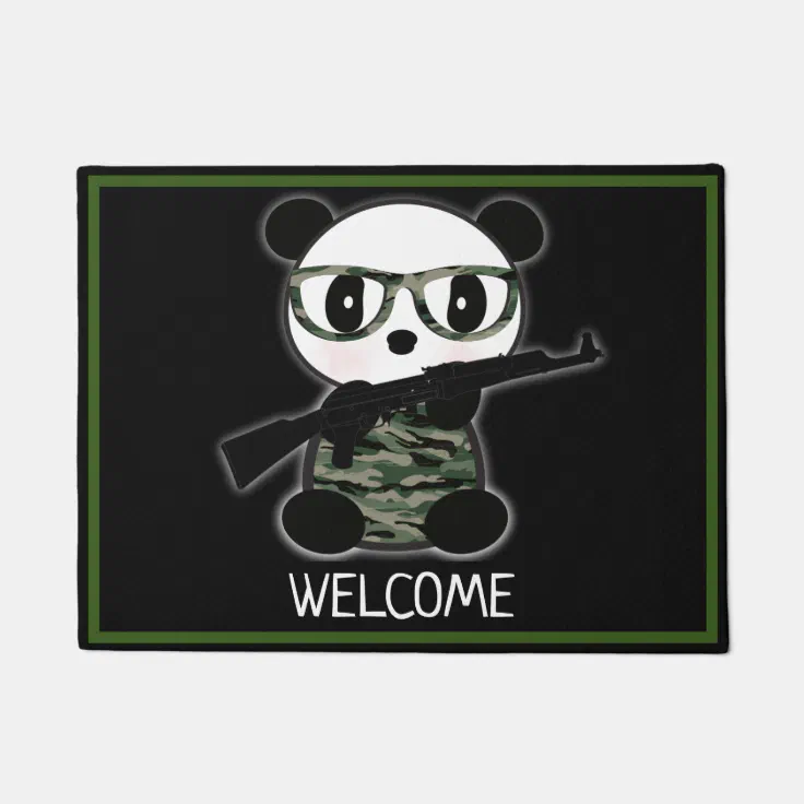 Camo Leon The Panda Bear Welcome Mat | Zazzle