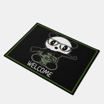 Camo Leon The Panda Bear Welcome Mat | Zazzle