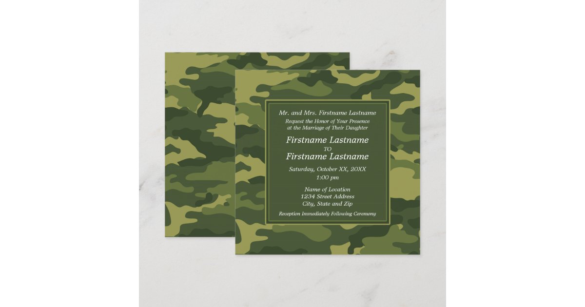 Camo Military Wedding Invitation | Zazzle