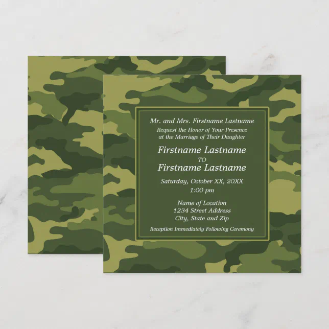 Camo Military Wedding Invitation | Zazzle