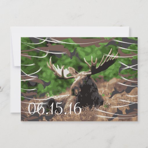 Camo Moose Hunting Theme Wedding Invitations | Zazzle
