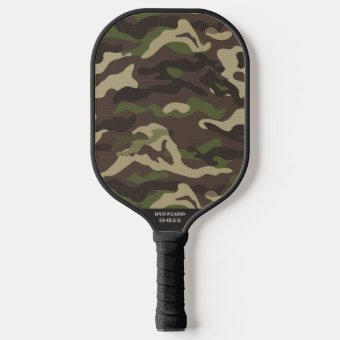 Camo Pattern Cool Camouflage Custom Text Name Pickleball Paddle | Zazzle