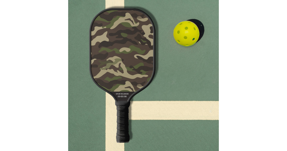 Camo Pattern Cool Camouflage Custom Text Name Pickleball Paddle | Zazzle