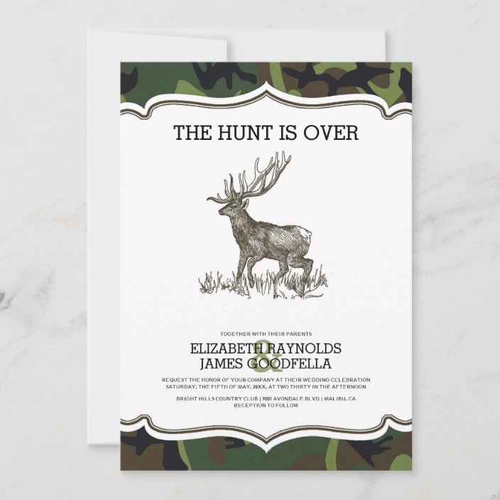 Camo The Hunt is Over Wedding Invitations | Zazzle.com