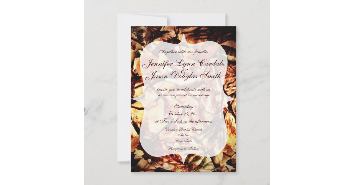 Camo Wedding Invitations Rustic Country Camouflage | Zazzle