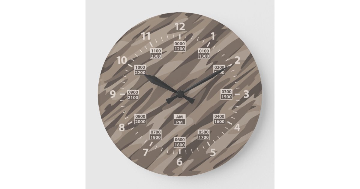 Camouflage 24 Hour Military Style Time Clock | Zazzle