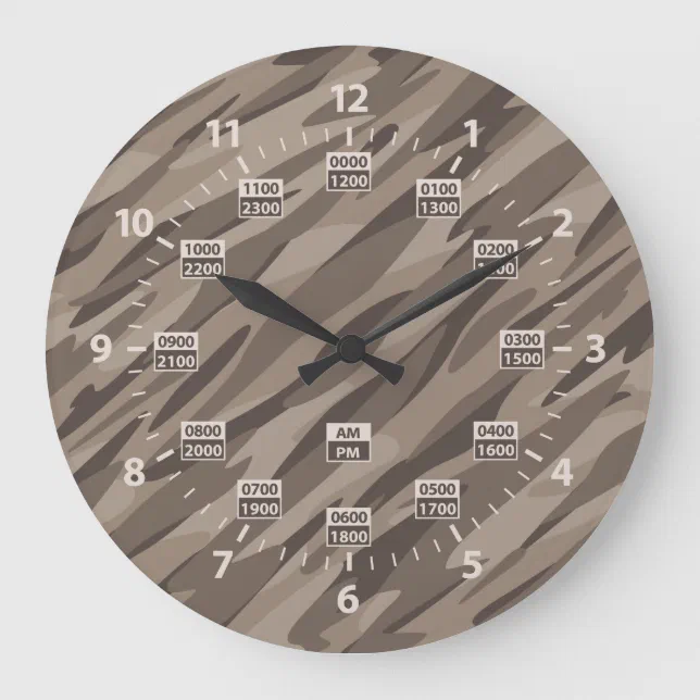 Camouflage 24 Hour Military Style Time Clock | Zazzle