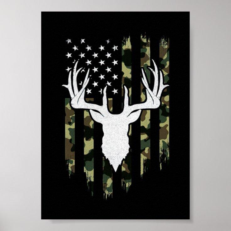 Camouflage American Flag Deer Hunting Poster | Zazzle