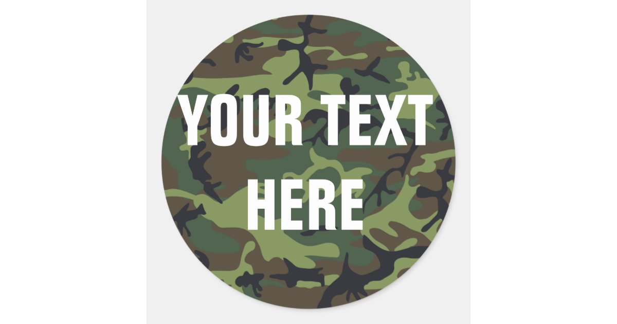 Camouflage Background for Custom Text Classic Round Sticker | Zazzle
