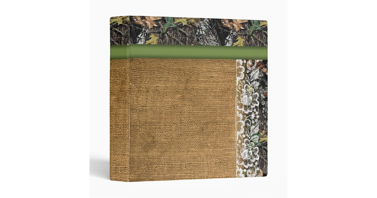 Camouflage Binder with Burlap & Lace | Zazzle