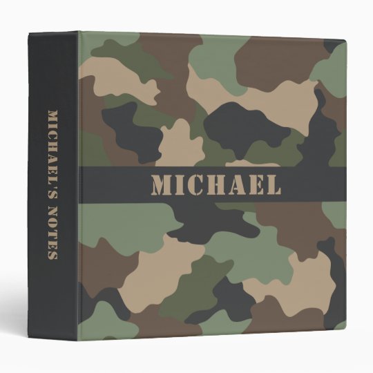 Camouflage Camo Military Khaki Green Tan Monogram 3 Ring Binder ...