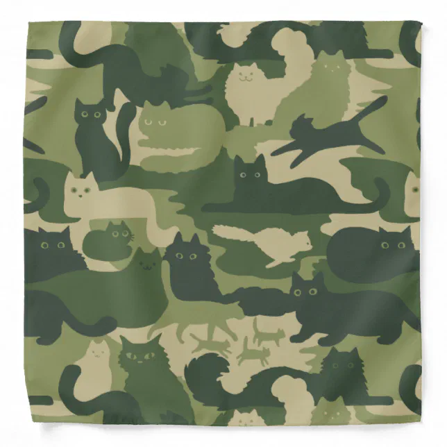 Camouflage Cats Pattern Army Green Kitty Cats Camo Bandana | Zazzle
