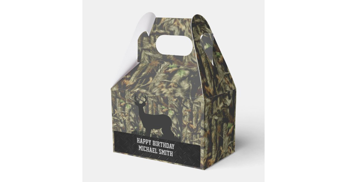 Camouflage Deer Hunting Men's Birthday Favor Boxes | Zazzle