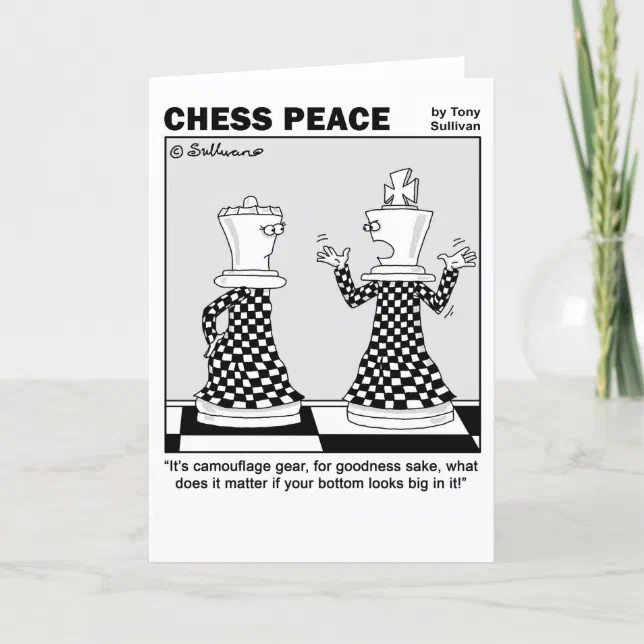 Camouflage gear Chess Peace cartoon Card | Zazzle