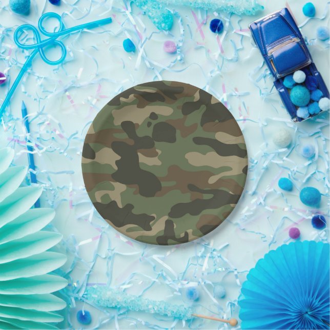Camouflage Green Camo Army Pattern Paper Plates Zazzle