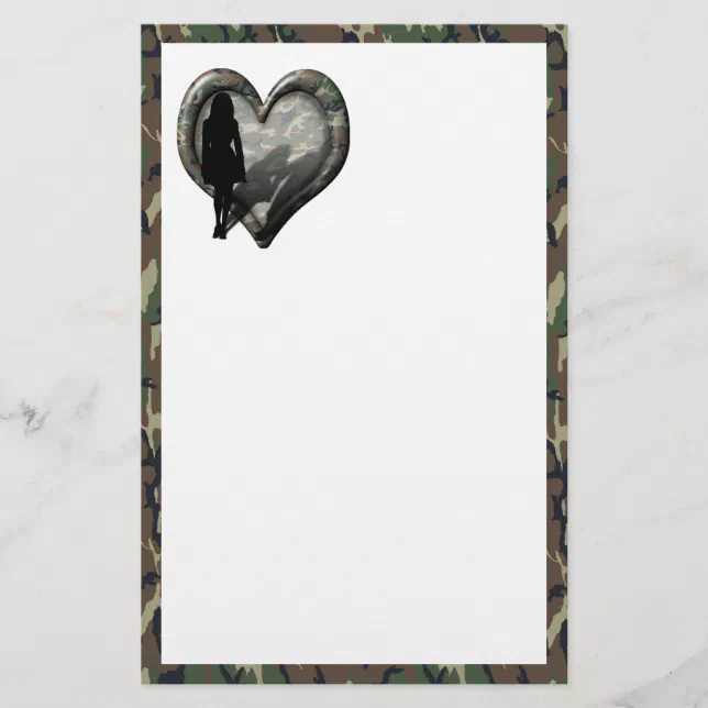 Camouflage Heart - Woman Missing Man Stationery | Zazzle