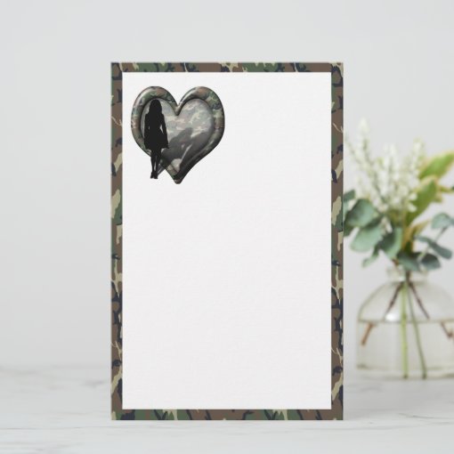 Camouflage Heart - Woman Missing Man Stationery | Zazzle
