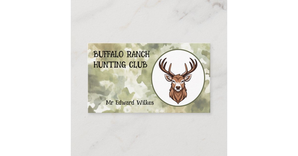 Camouflage Hunting Club Stag's Head Business Card | Zazzle