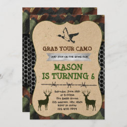Camouflage hunting party invitation | Zazzle