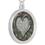 Camouflage Military Pattern Heart Silver Plated Necklace | Zazzle