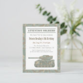 Camouflage Military Print Army Tank Birthday Party Invitation | Zazzle