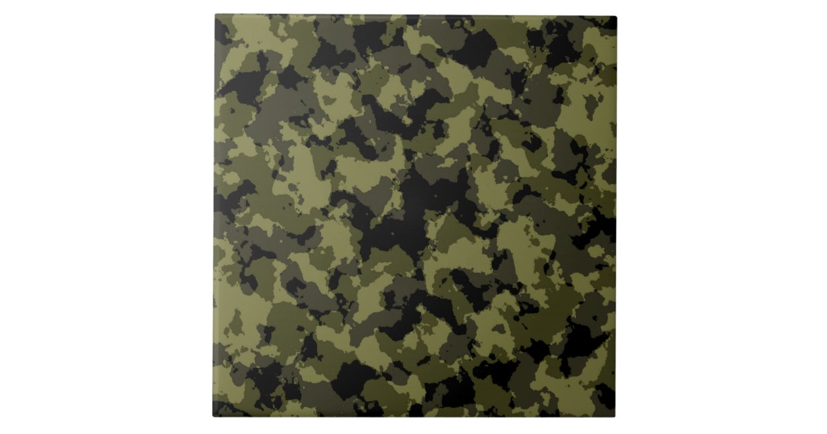 Camouflage military style pattern ceramic tile | Zazzle