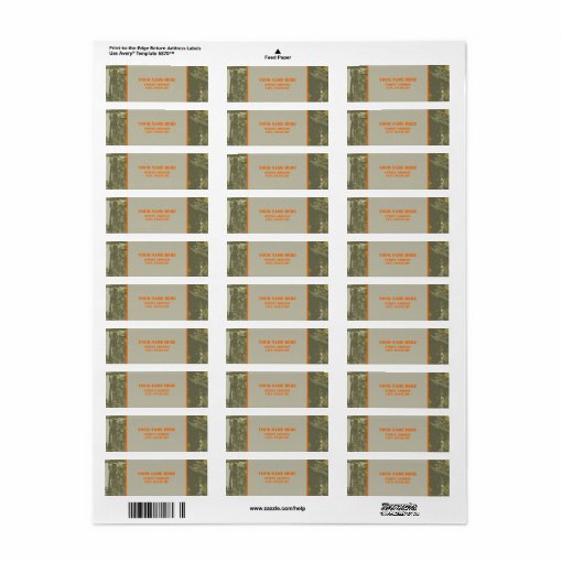 Camouflage & Orange Address Label Sticker | Zazzle