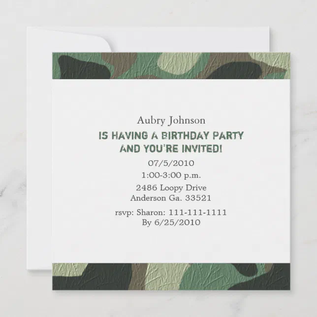 Camouflage Party Invitations | Zazzle