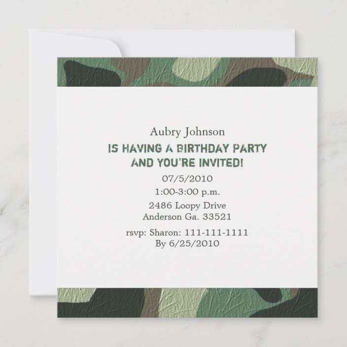 Camouflage Party Invitations | Zazzle.com