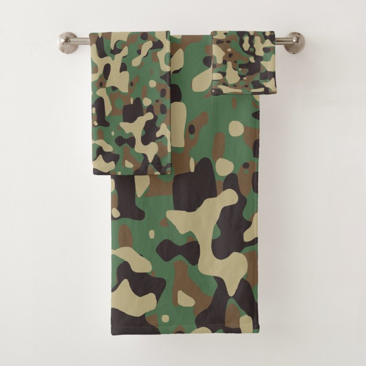 Camouflage Pattern Green Army Fatigue Design Bath Towel Set | Zazzle