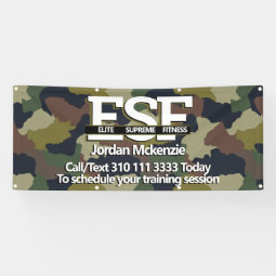 Camouflage Personal Fitness Trainer Monogram Logo Banner | Zazzle
