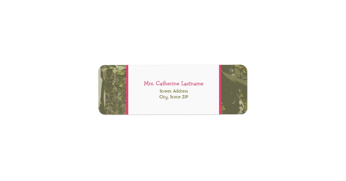 Camouflage & Pink Address Label Sticker | Zazzle