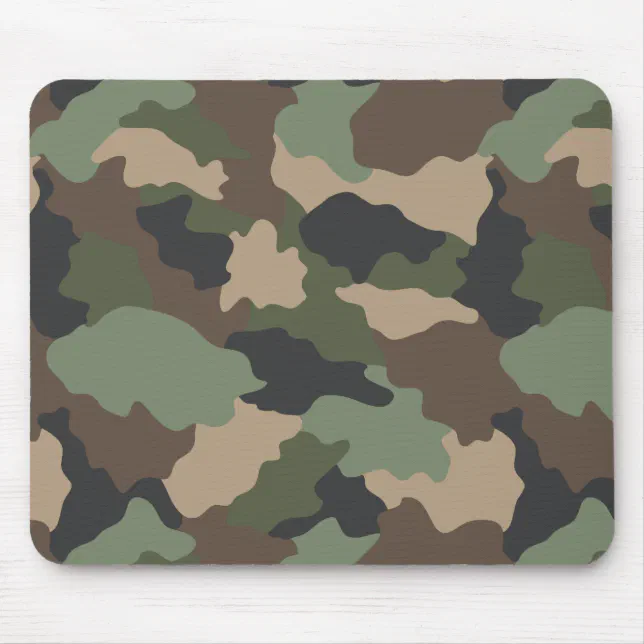 Camouflage Woodland Camo Khaki Tan Black Mouse Pad | Zazzle