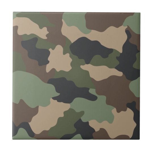 Camouflage Woodland Camo Military Khaki Tan Black Ceramic Tile | Zazzle.com