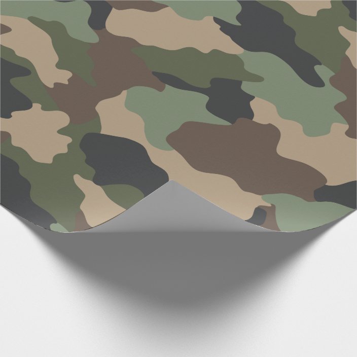 Camouflage Woodland Camo Military Khaki Tan Black Wrapping Paper | Zazzle