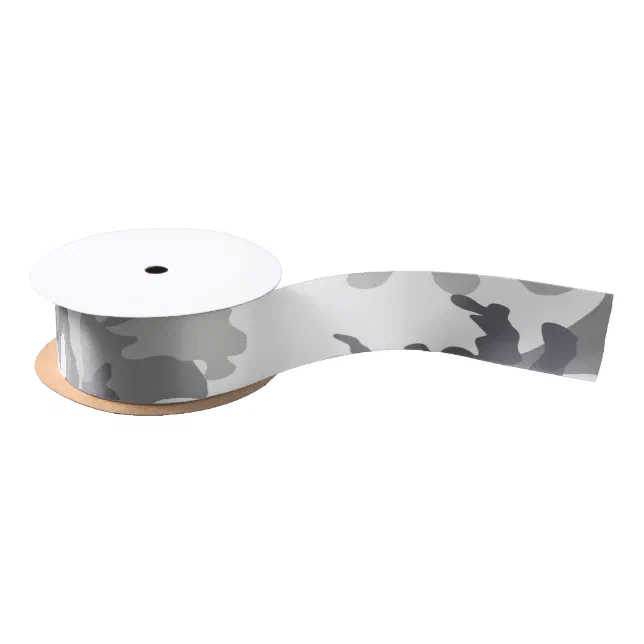 Camouflaged White and Grey military Satin Ribbon | Zazzle
