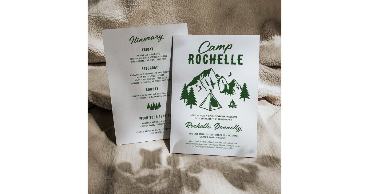 Camp Bach Bachelorette Camping Invitation | Zazzle